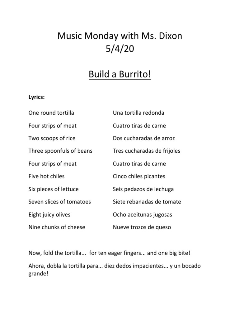 Build A Burrito Template | PDF
