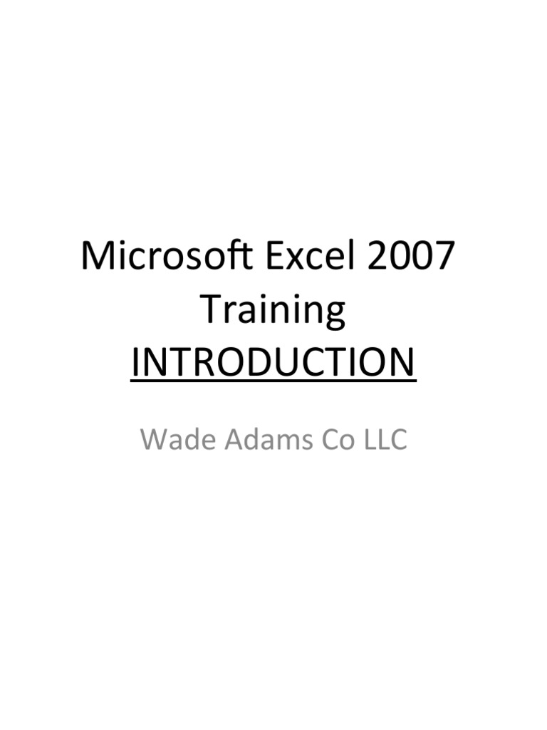 Microsoft Excel 2007 - Introduction | PDF
