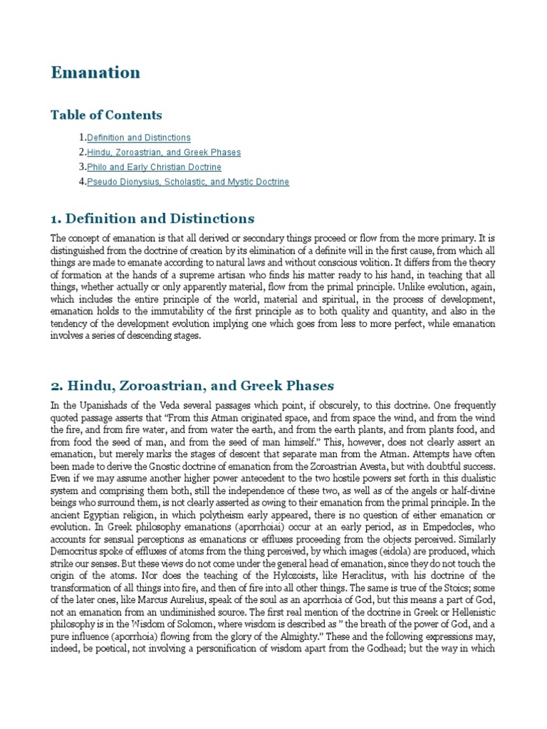 Emanation: 1. Definition and Distinctions | PDF | Neoplatonism | Nous