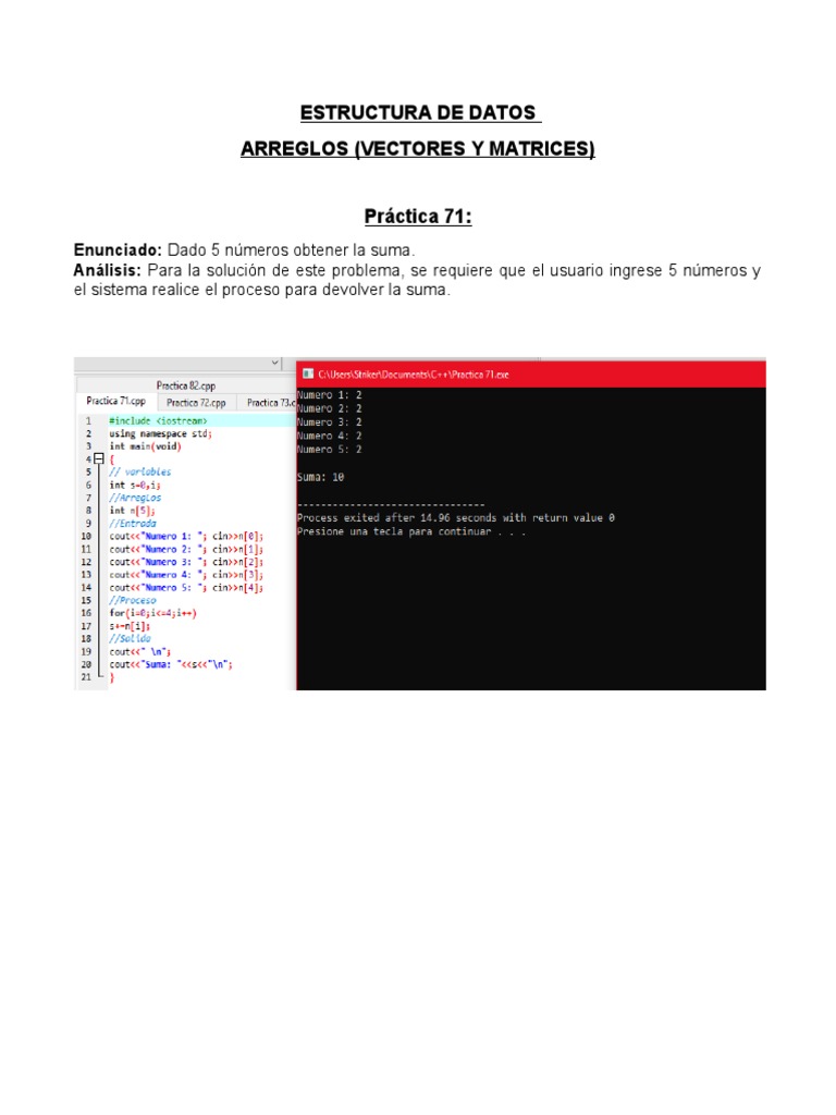 Estructura de Datos Arreglos Programación C++ | Descargar gratis PDF | Estructura de datos de ...