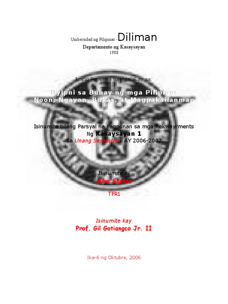 Dyipni Sa Buhay NG Mga Pilipino: Noon, Ngayon, Bukas, at Magpakailanman | PDF