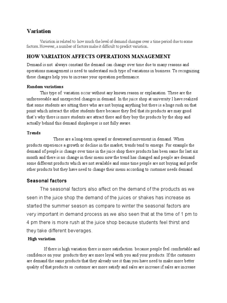 Variation: How Variation Affects Operations Management | PDF | Demand ...