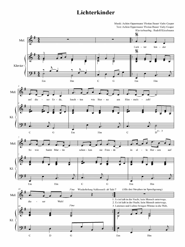 Lichterkinder Noten JungeDichterundDenker PDF | PDF