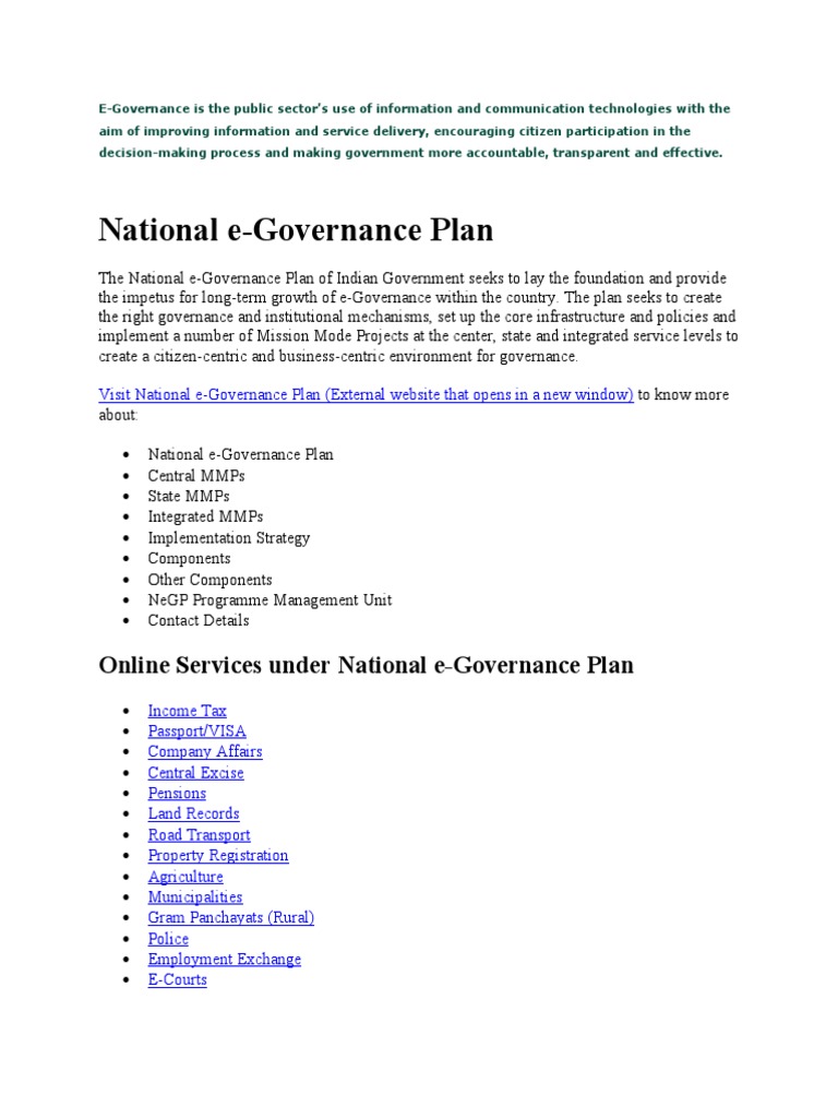 Online Services Under National E-Governance Plan | PDF | Economies | Taxes