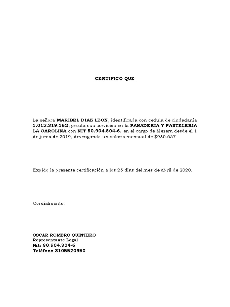 Certifico Que | PDF