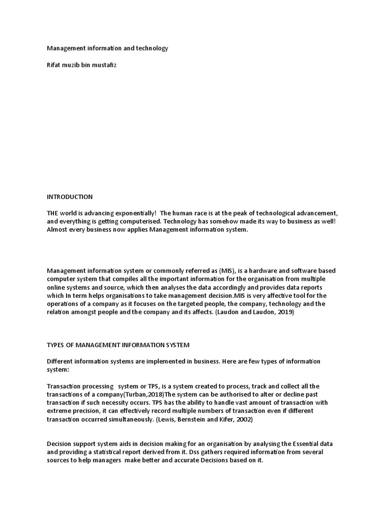 Management Information Technology | PDF | Management Information System ...