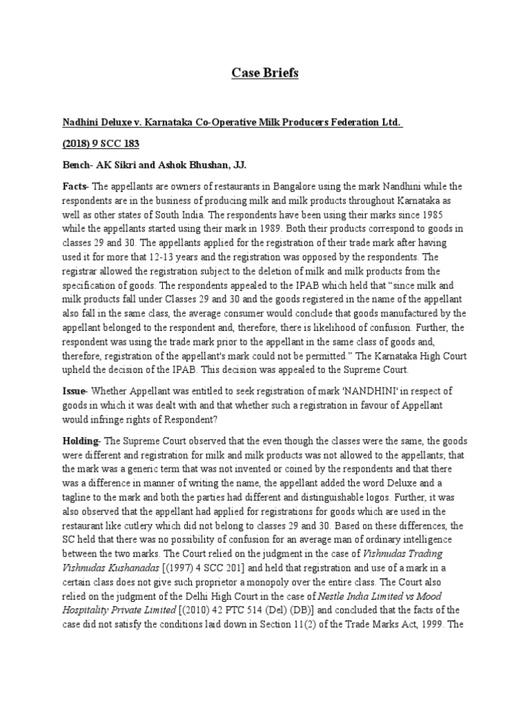 Case Briefs IPR | PDF | Trademark Dilution | Trademark