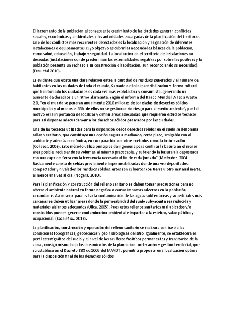 La Disposición Final de Los Desechos | PDF | Vertedero | Residuos