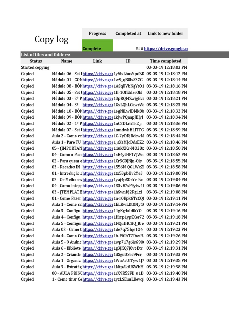 Copy Log: List of Files and Folders | PDF | Units Of Measurement ...