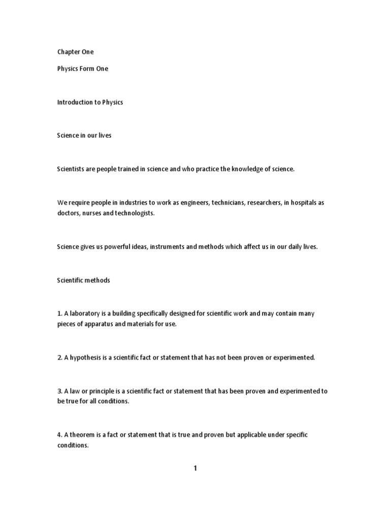 Physics Form 1 Notes PDF | PDF | Weight | Electric Charge