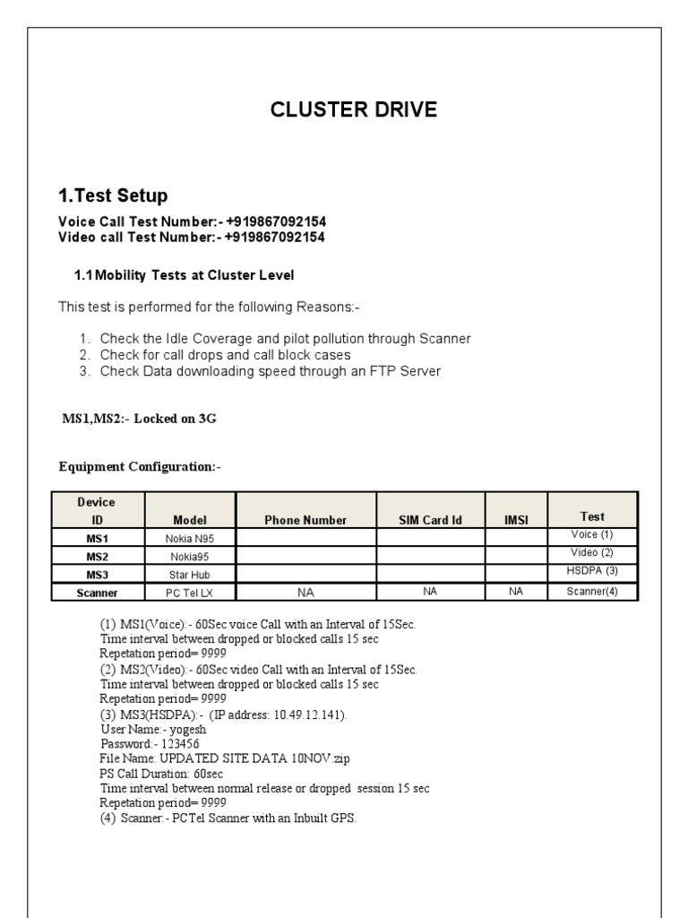 Cluster Tests Procedure | PDF | Subscriber Identity Module | 3 G