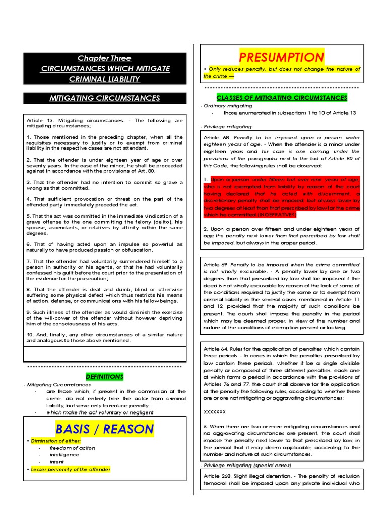 Title 1 - Chapter 3 - Mitigating Circumstances | Download Free PDF | Mitigating Factor | Crime ...
