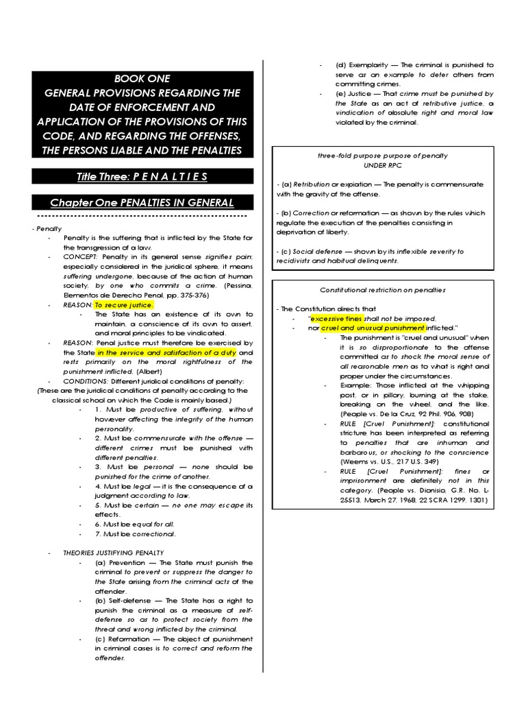Title 3 - P E N A L T I E S Chapter 1 and 2 Classification of Penalties ...