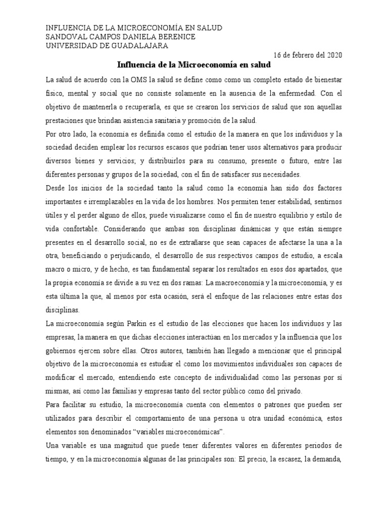 Variables Microeconomicas Que Impactan La Salud | PDF | Microeconomía ...