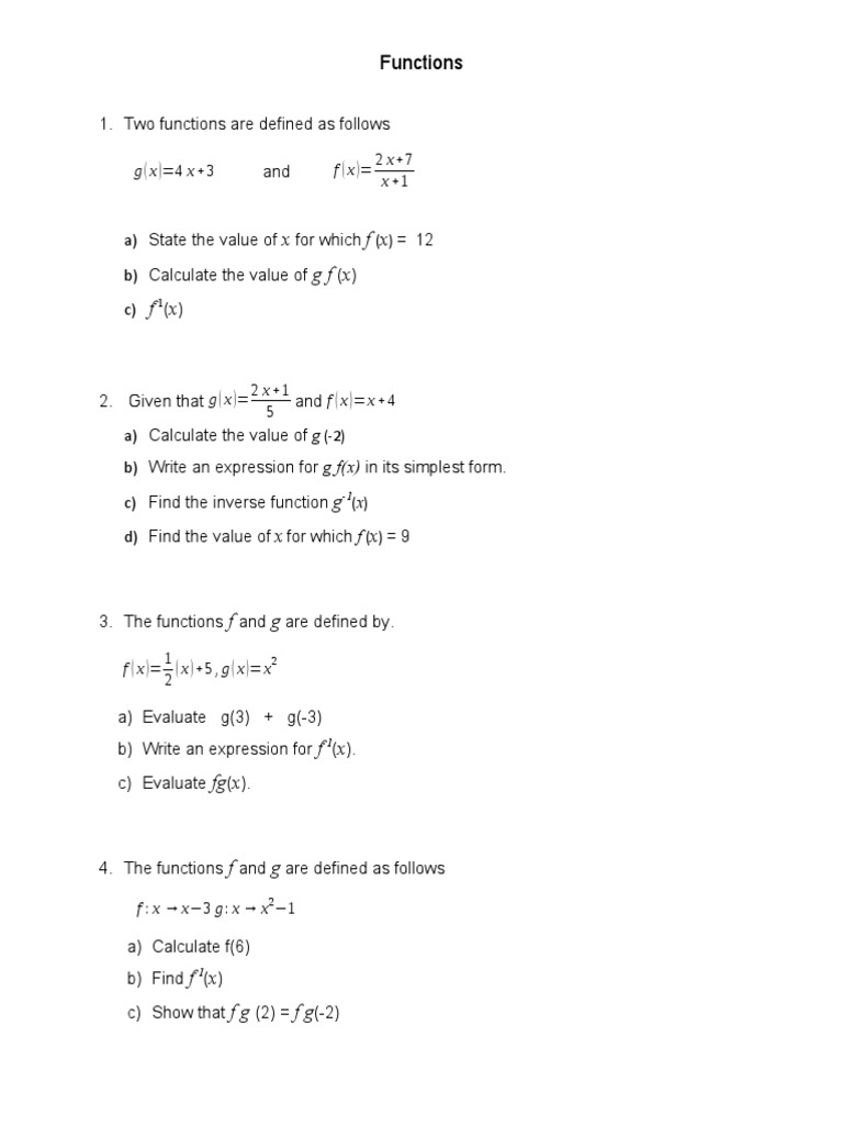 Function Operations and Inverses | PDF