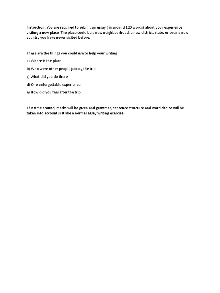 Essay Writing Form 2 Unit 7 Journeys | PDF