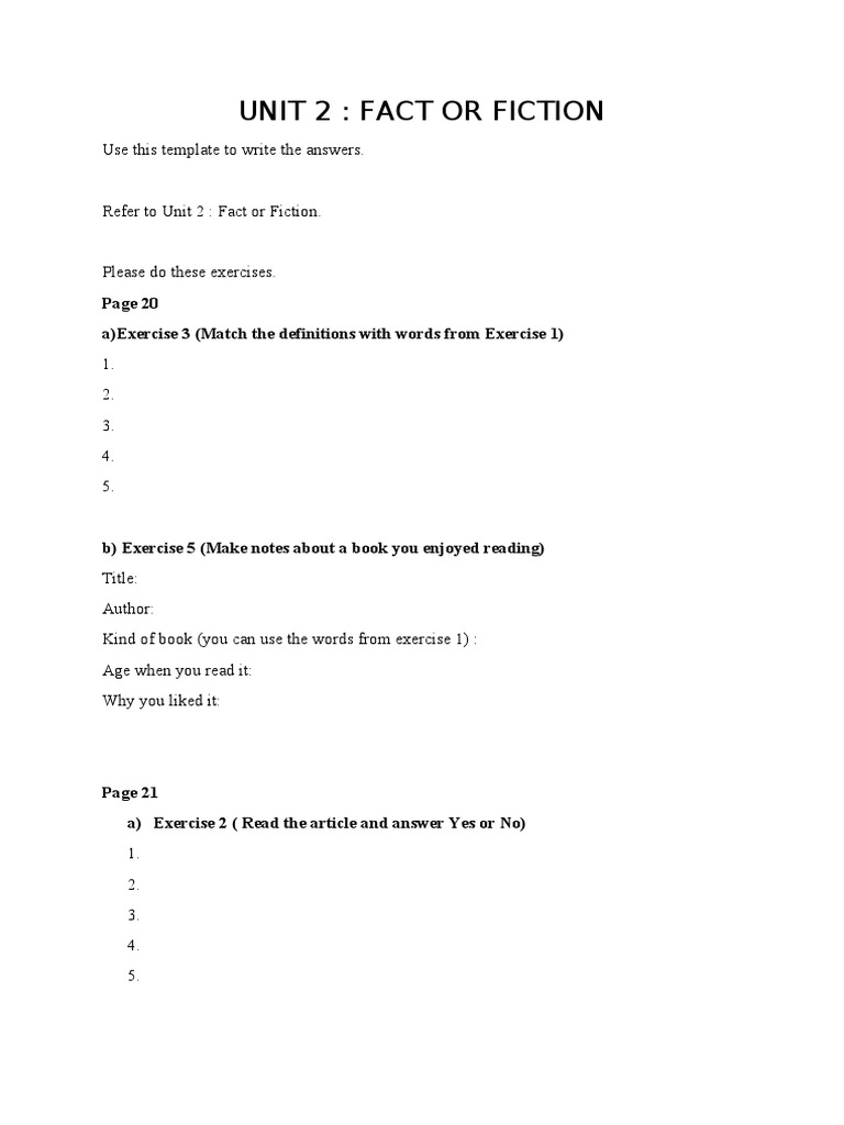 Fact or Fiction Exercises Guide | PDF