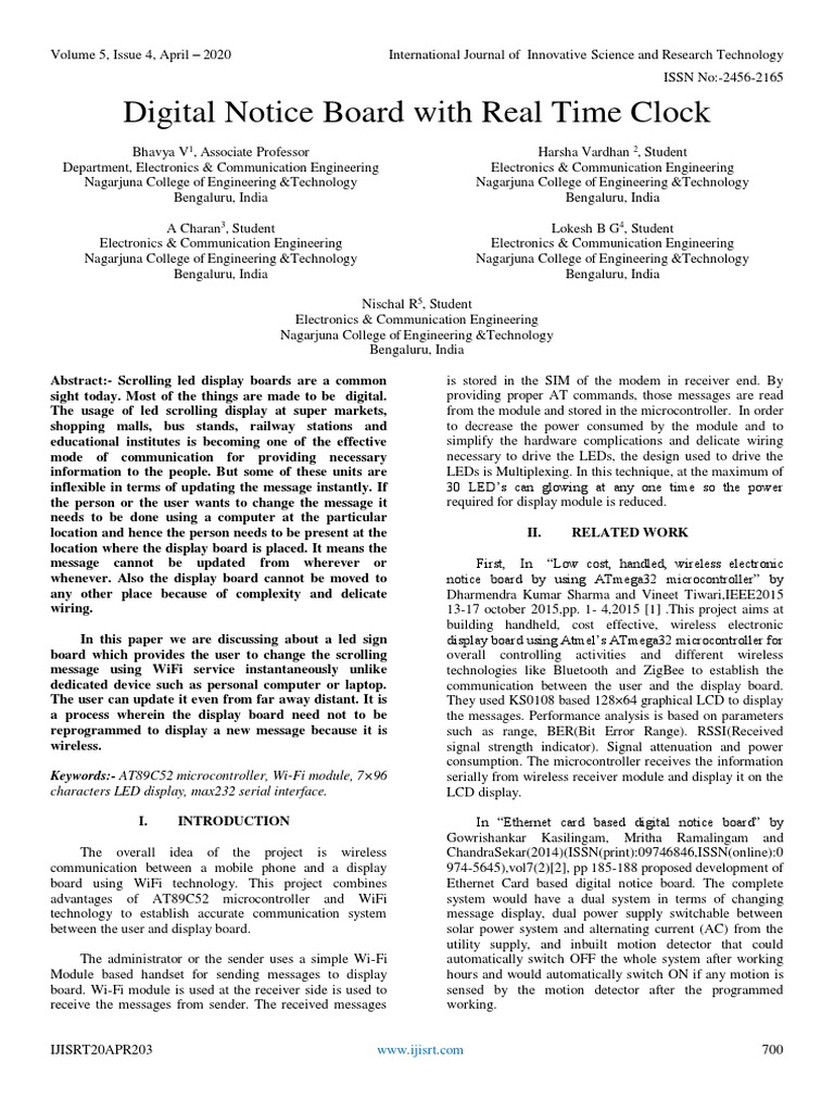 Digital Notice Board With Real Time Clock | PDF