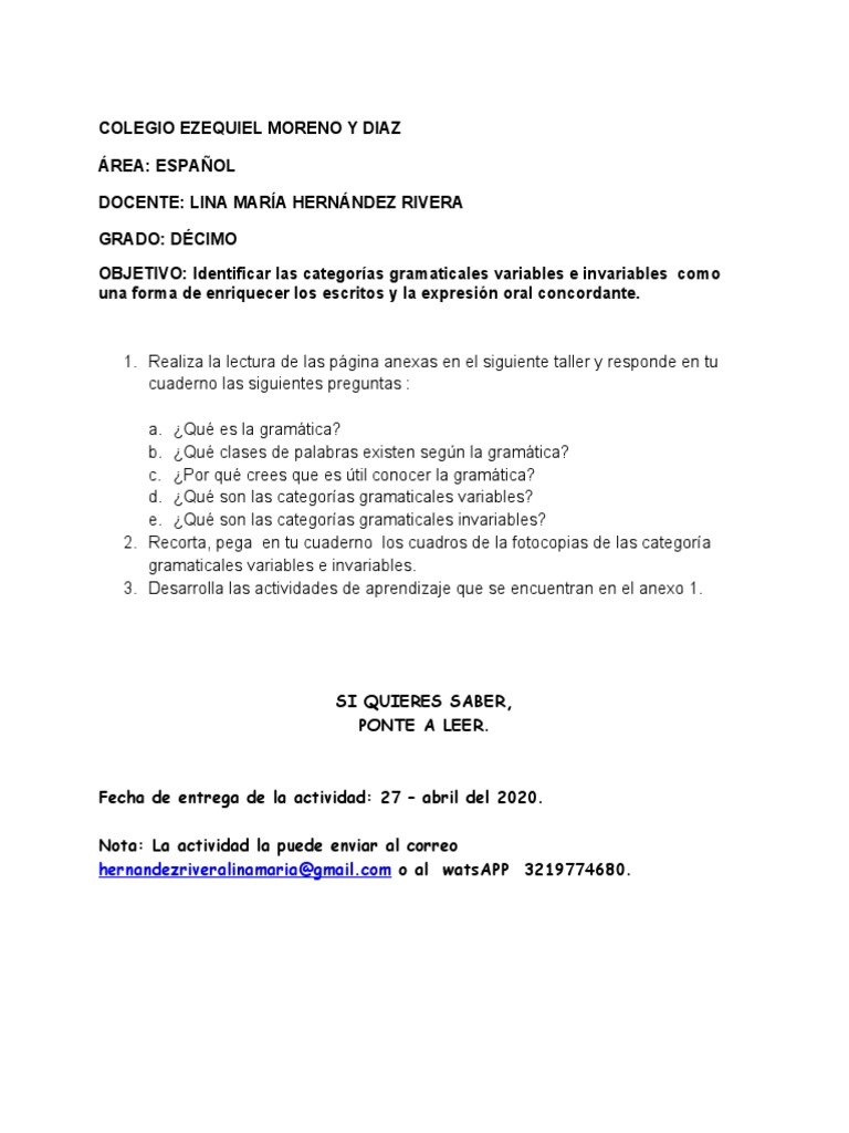 Actividades Grado Décimo | PDF