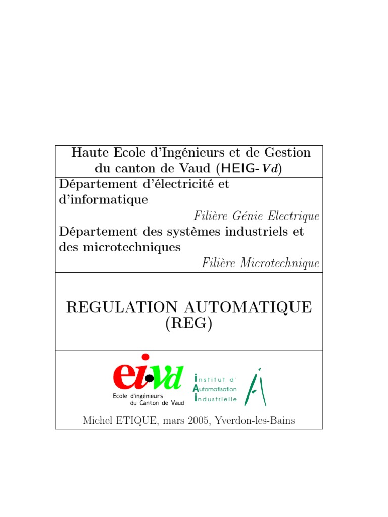 Cours Regulation Que | PDF | Automatisation | Électrotechnique