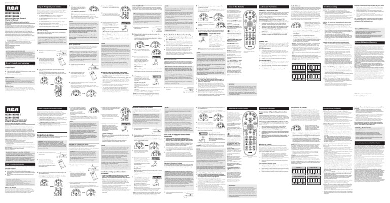 RCR414BHE / RCR413BHE: Universal Remote Control Owner's Manual | PDF ...