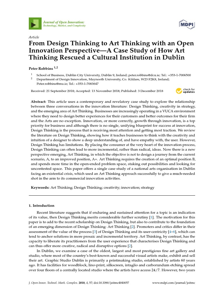 From Design Thinking To Art Thinking With An Open Innovation ...
