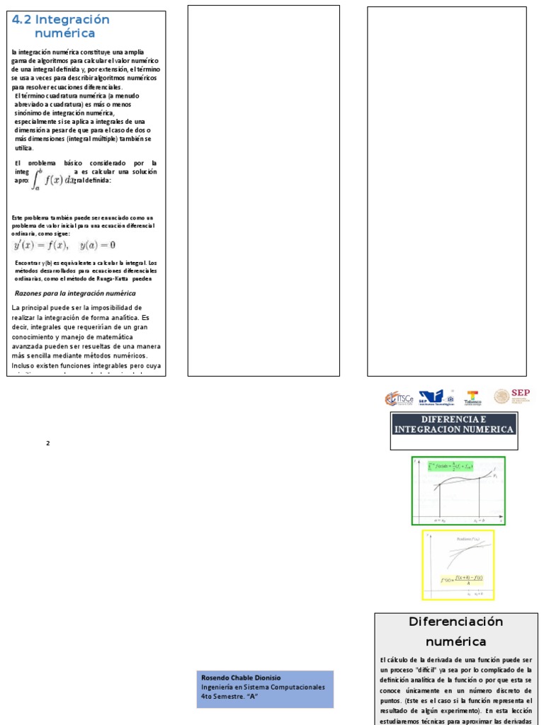 Triptico Metodos Numericos | PDF | Integral | Análisis numérico
