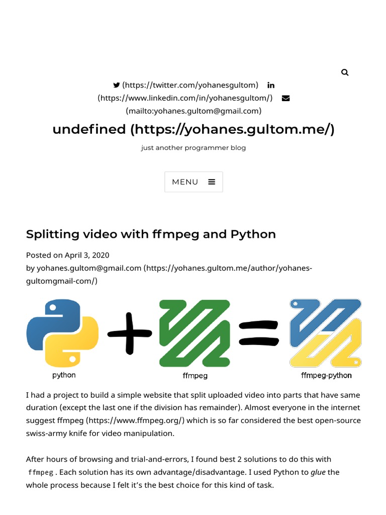 Splitting Video With Ffmpeg and Python | PDF | Computing | Software Engineering