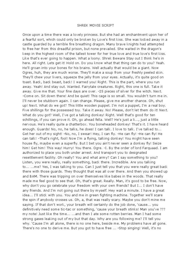 Shrek Script | PDF
