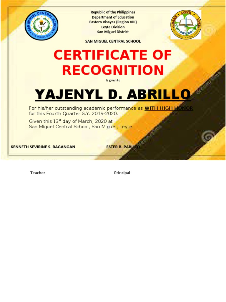 Certificate of Recognition | PDF
