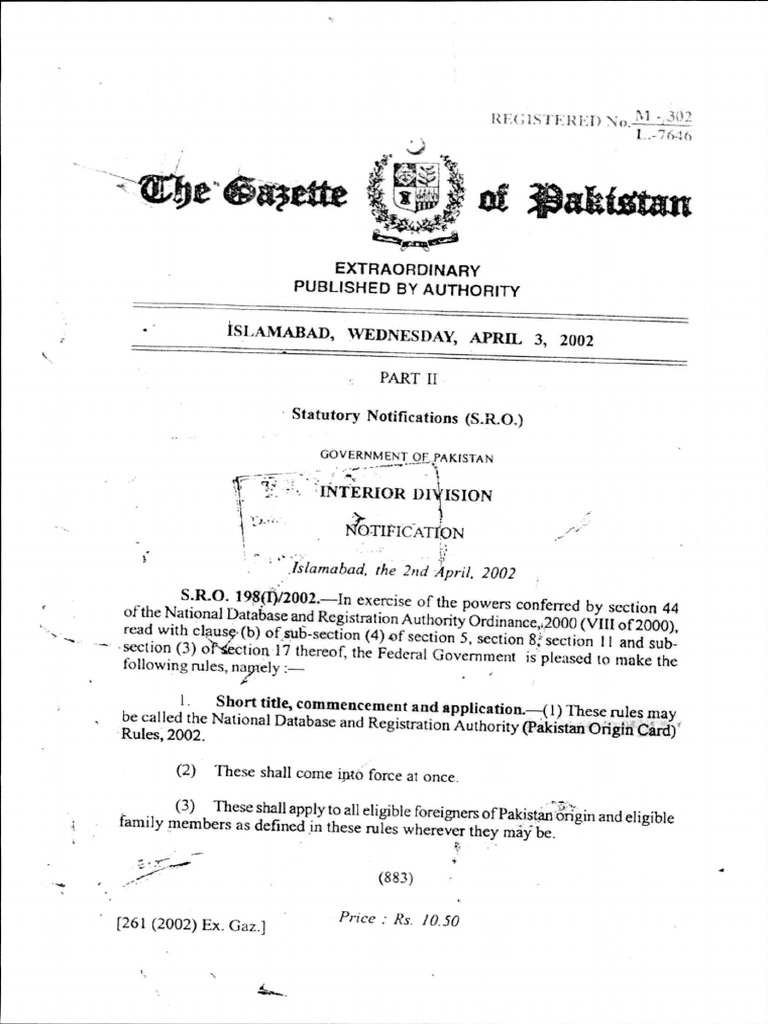 NADRA (POC) Rules, 2002 | PDF