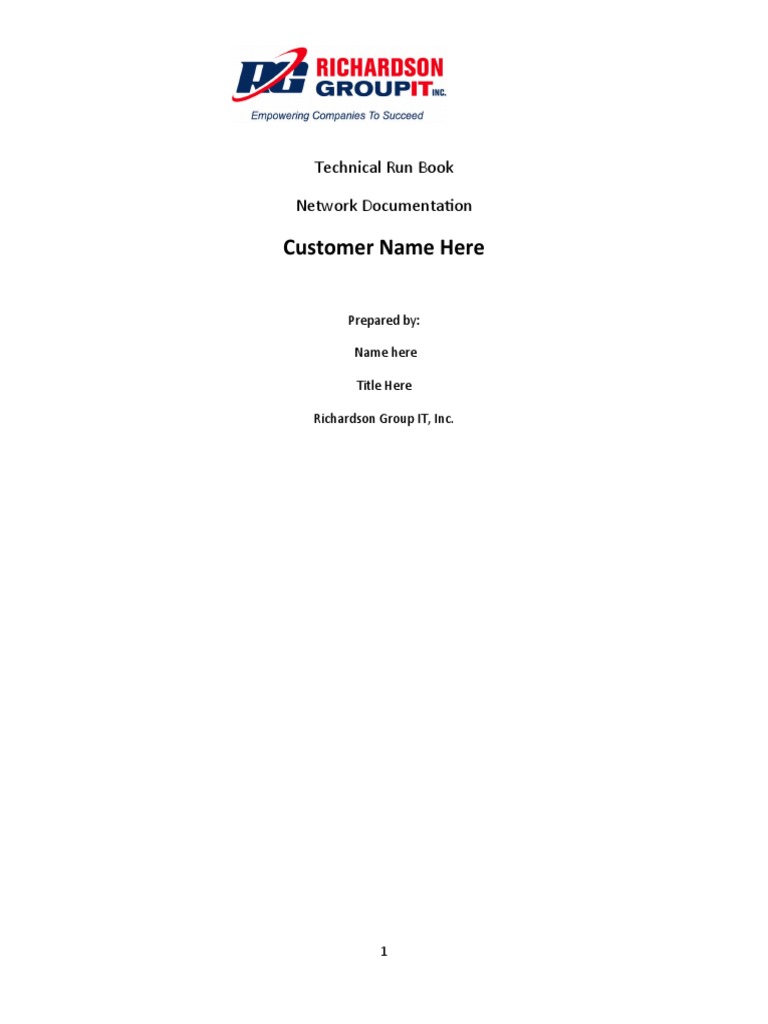 Customer Name Here: Technical Run Book Network Documentation | PDF ...
