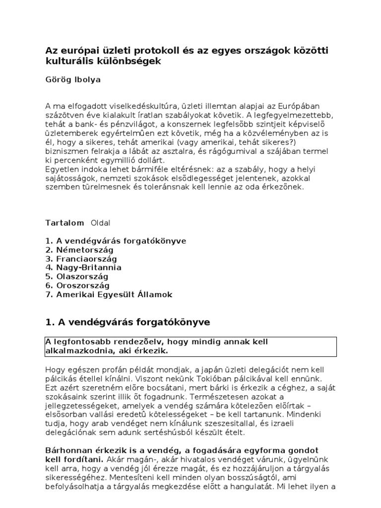 Nemzetközi Protokoll | PDF