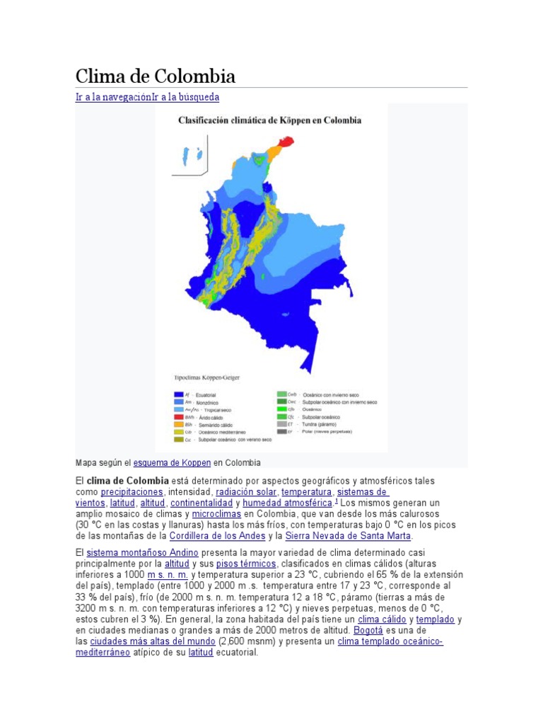 Clima de Colombia | PDF | Ciencias atmosféricas | Meteorología