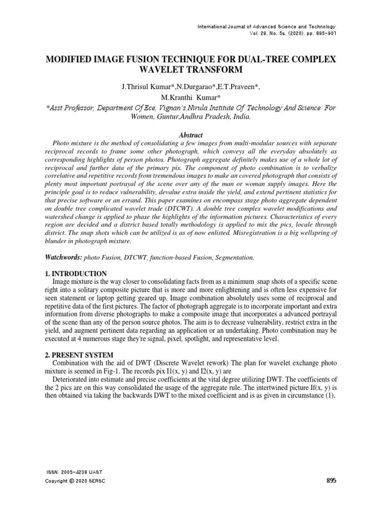 Modified Image Fusion Technique For Dual-Tree Complex Wavelet Transform | Download Free PDF ...