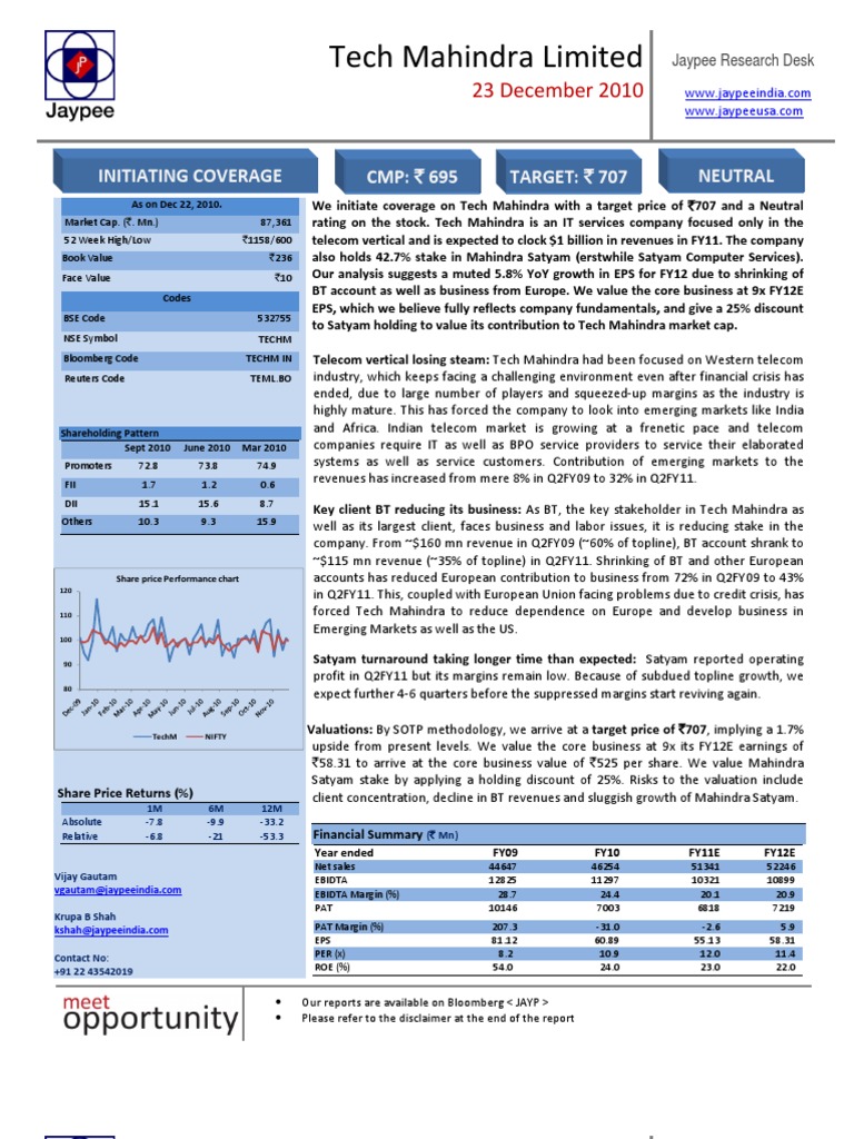 Tech Mahindra - Initiating Coverage | Download Free PDF | Revenue ...
