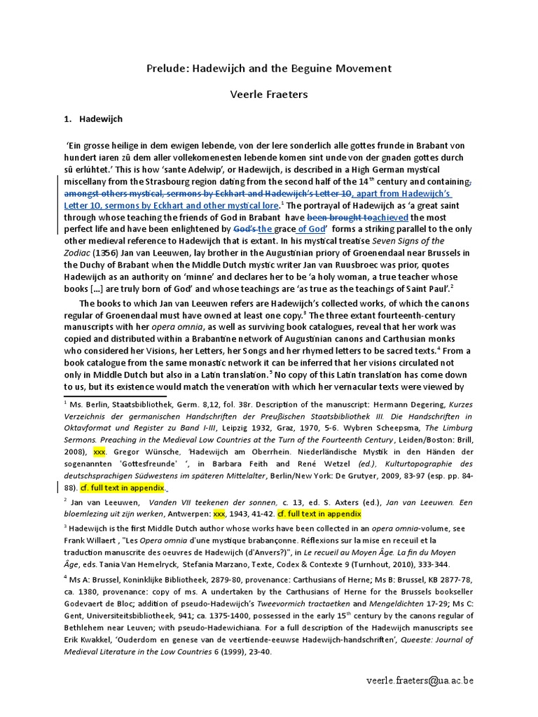 Hadewijch and the Beguine Movement | PDF | Christian Behaviour And ...