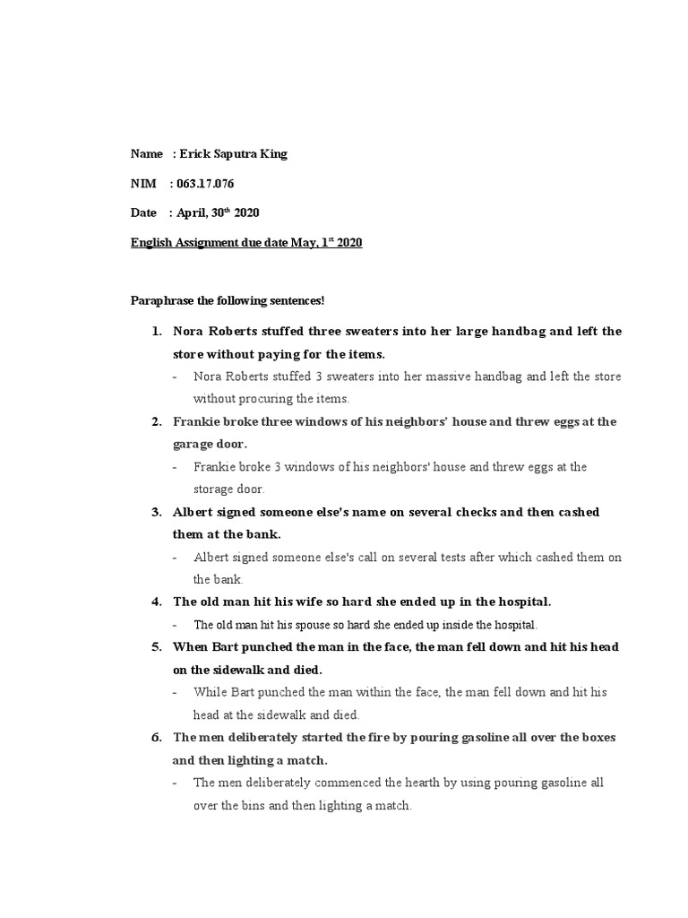 Paraphasing - Erick Saputra King - 063.17.076 | PDF | Communication ...