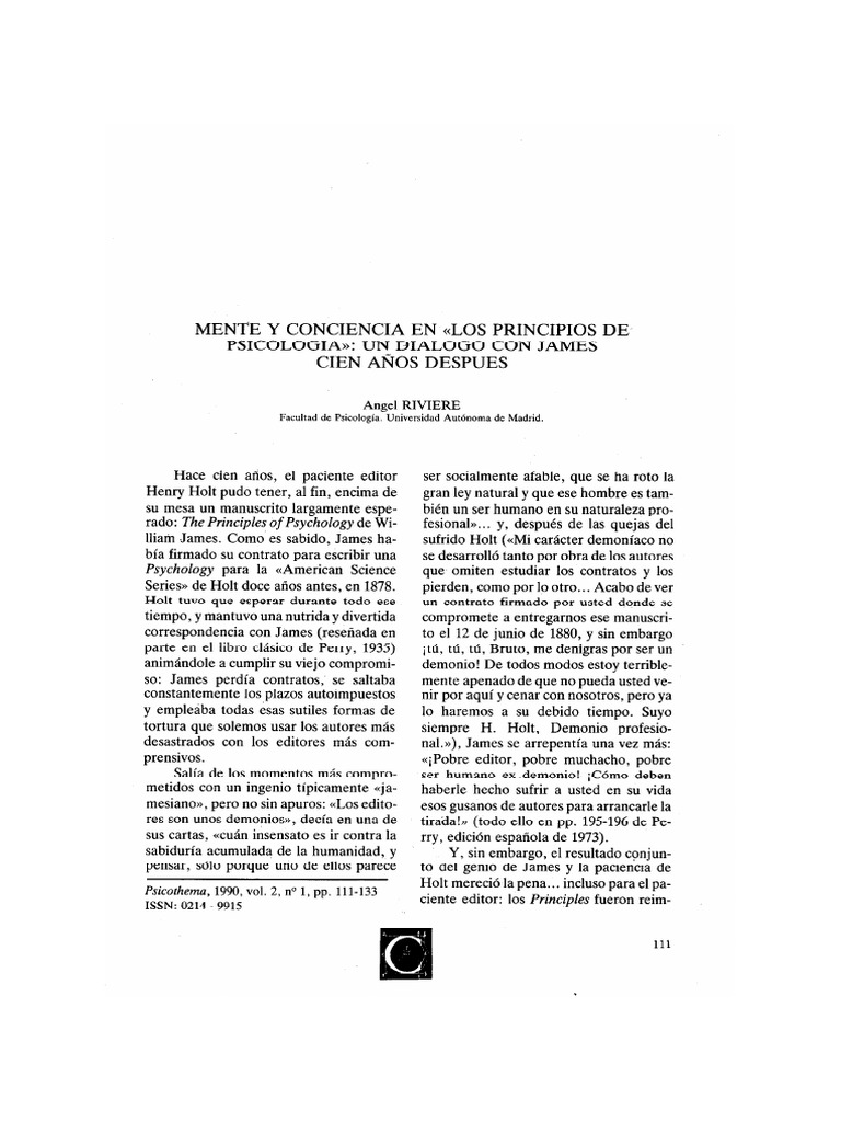 Riviere Sobre William James | PDF