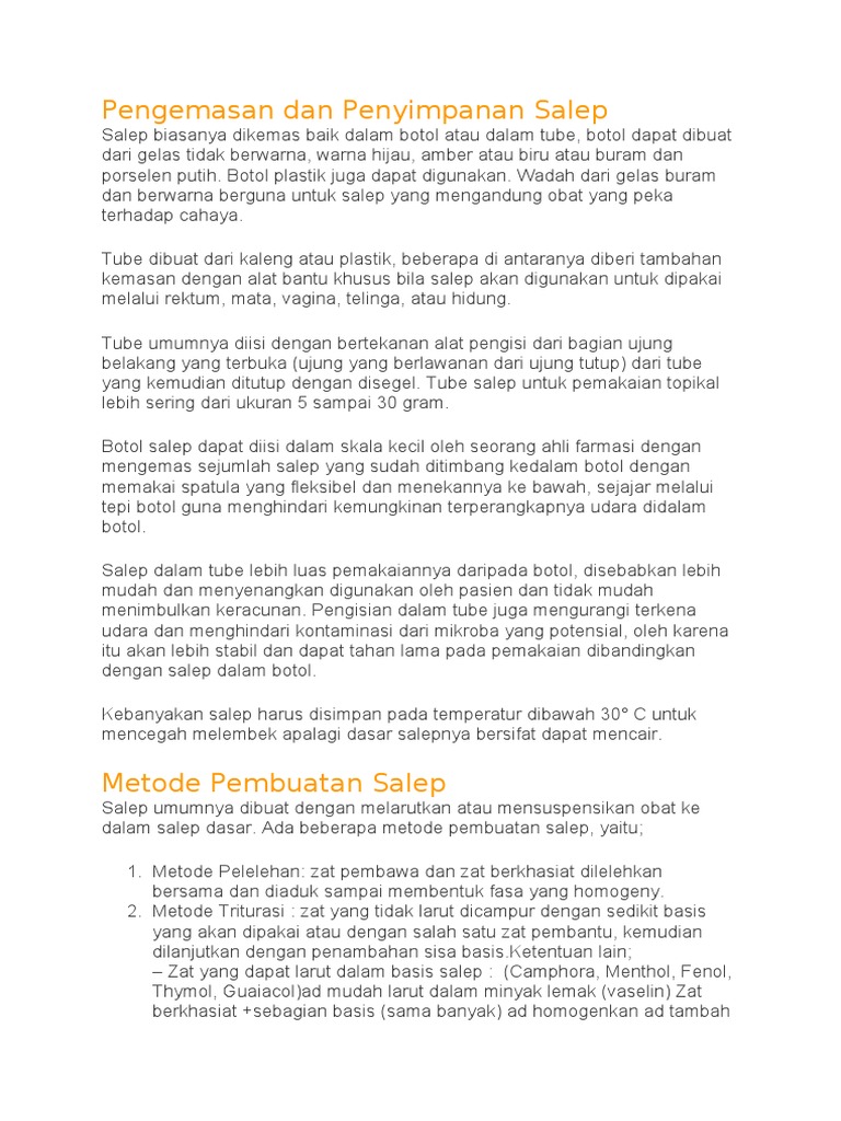 Pengemasan Dan Penyimpanan Salep | PDF | Kesehatan Holistik
