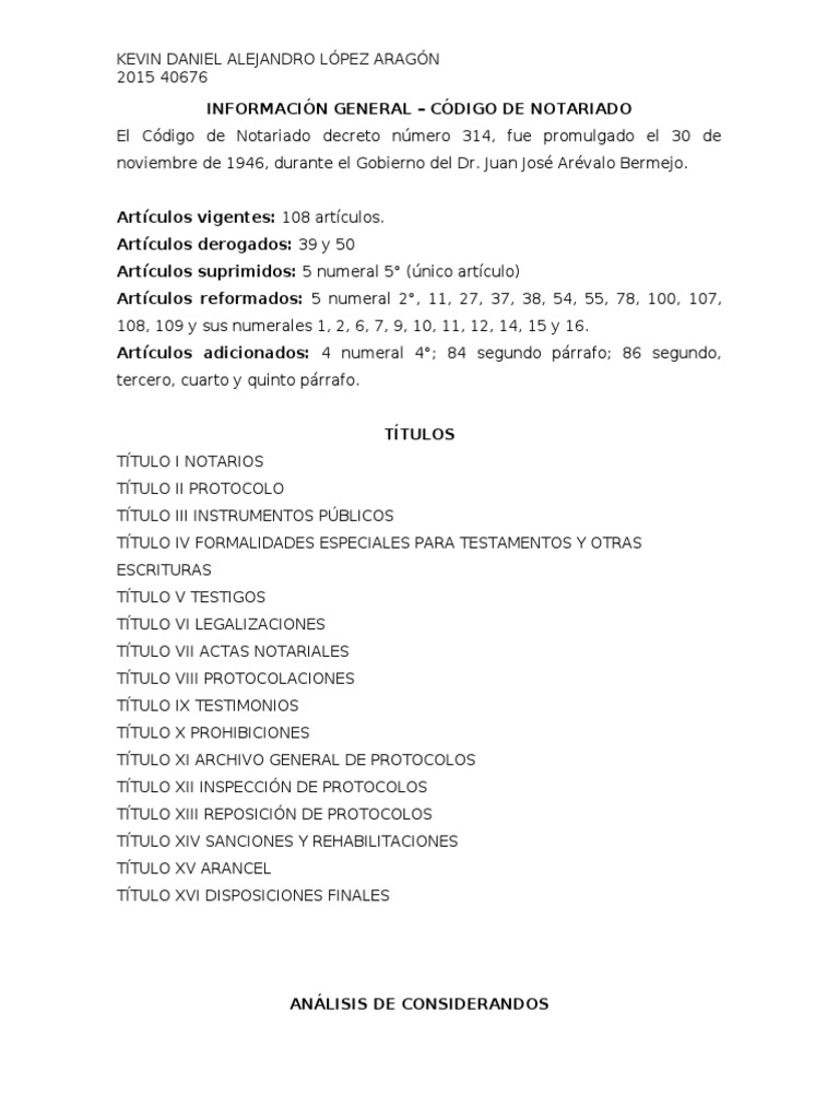 Análisis Del Código de Notariado | PDF | Voluntad y testamento ...