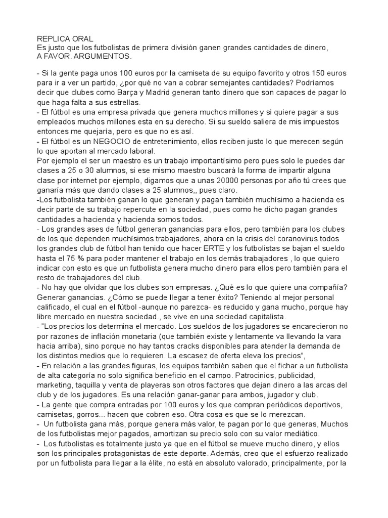 Argumentos Futbol | PDF | Asociación de Futbol | Salario