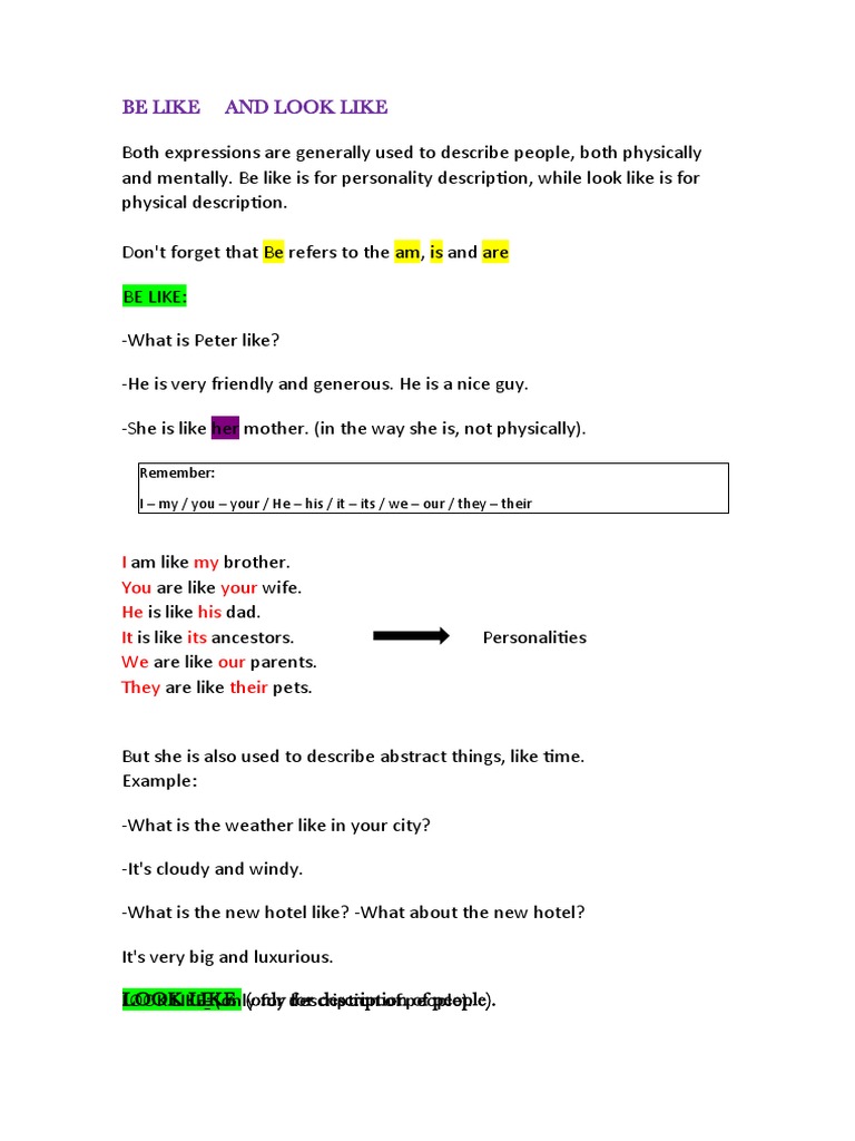 Be Like - Look Like | PDF | Familia | Sociedad