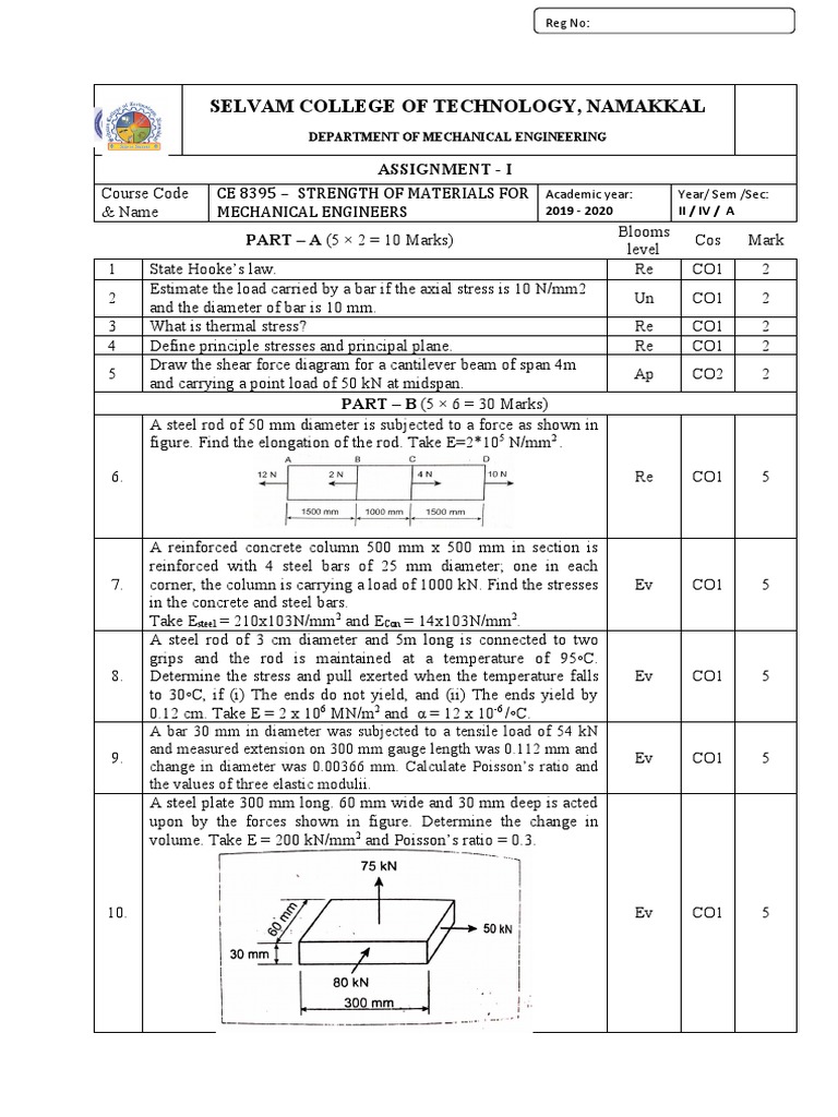 Som Assignment 1 For Iat 1 | PDF | Bending | Beam (Structure)