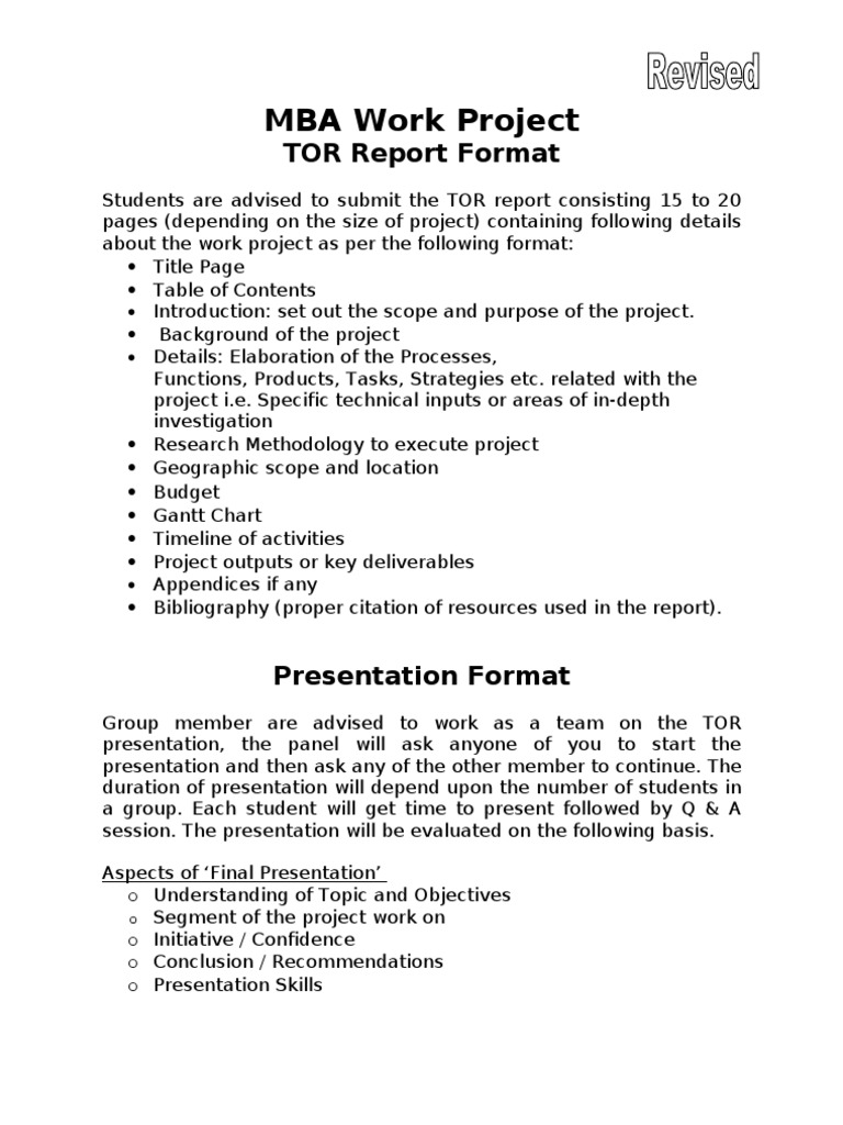 TOR Report Format Presentation 2 | PDF