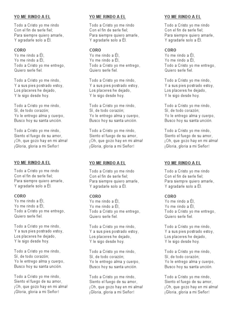 YO ME RINDO A EL Himno | PDF | Cristo (título) | Religión y creencia