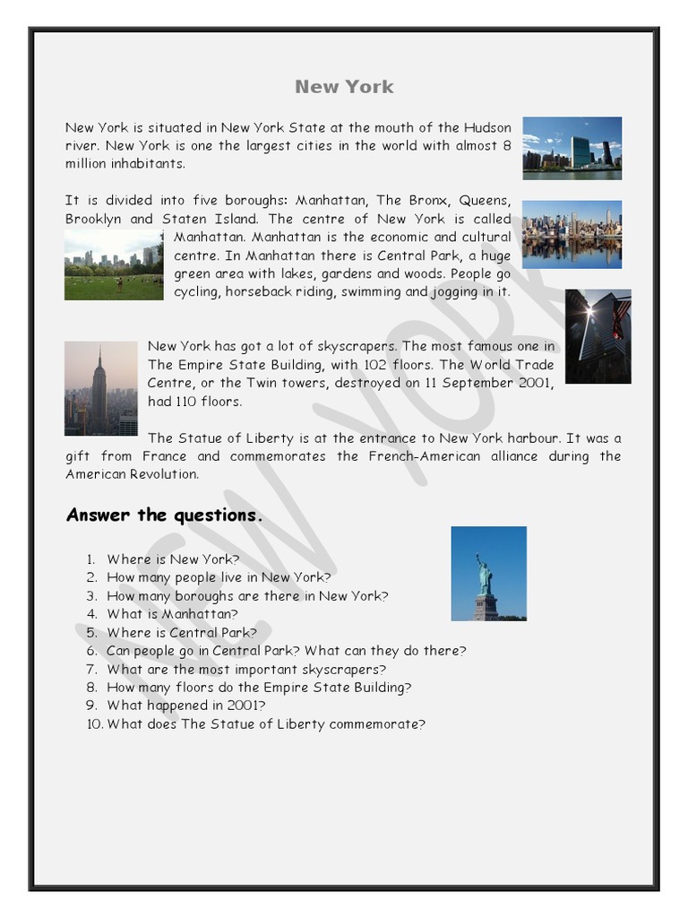 New York: Answer The Questions | PDF