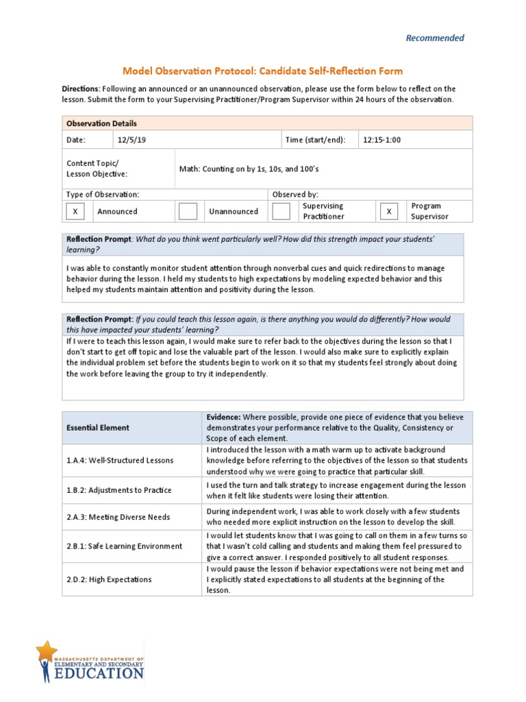Mellis Cap Self Reflection 2 | PDF | Attention | Learning
