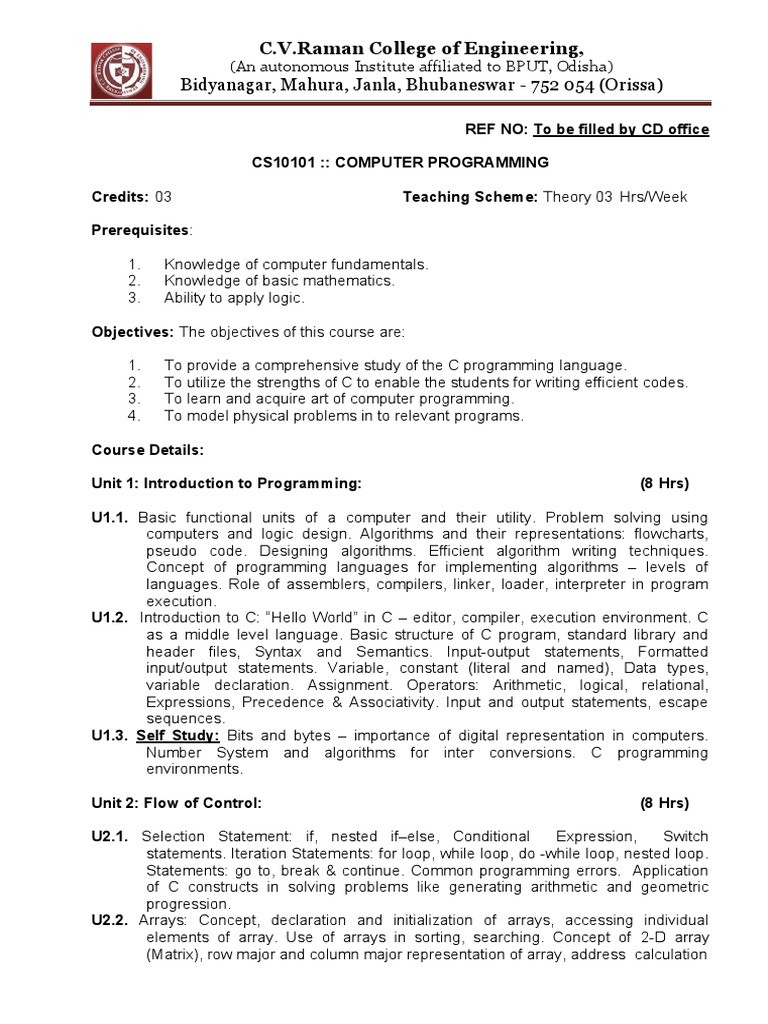 C Syllabus Pdf Pointer Computer Programming Subroutine 5750