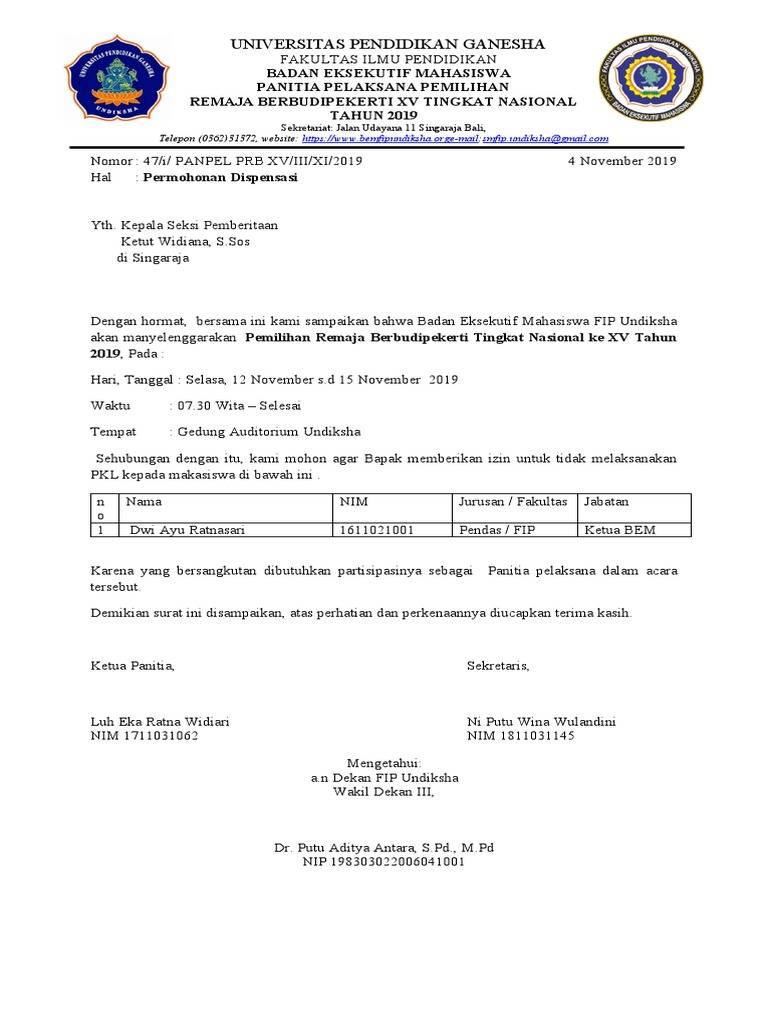 Surat Dispen PKL (Repaired) | PDF